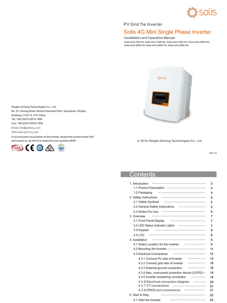 Installation and Operation Manual for the Solis 4G Mini Single Phase ...