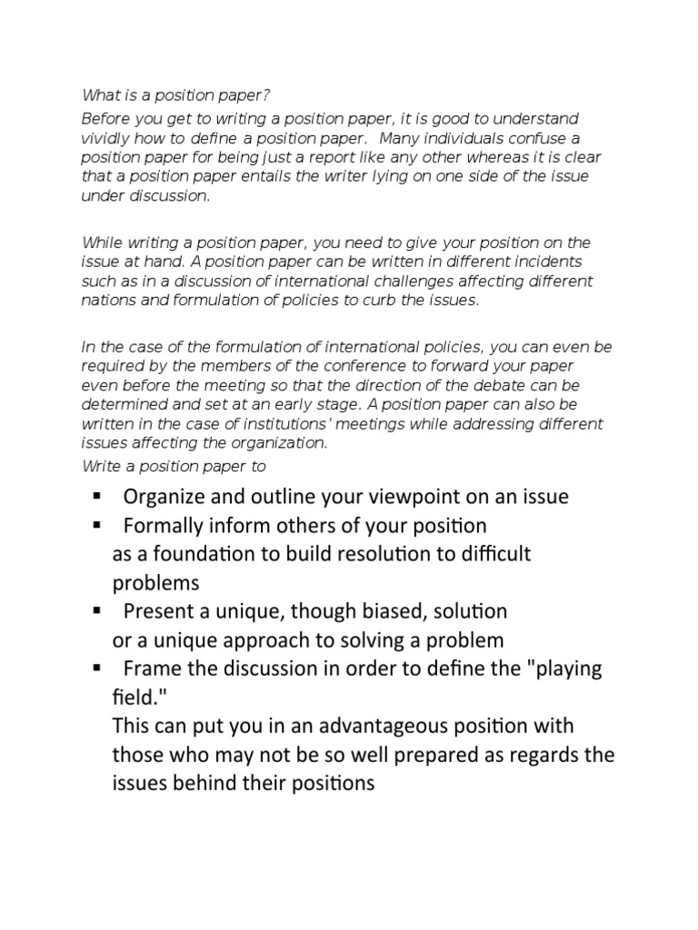 Position Paper | PDF | Argument | Communication