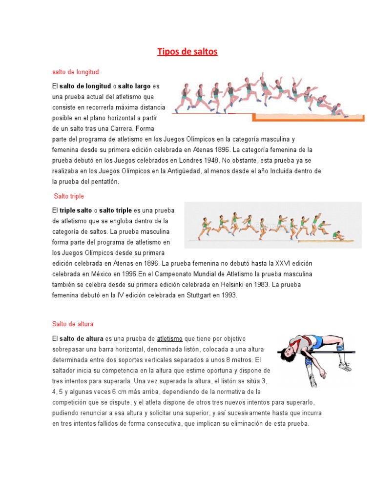 Tipos de saltos en atletismo | PDF | Deporte del atletismo | Deportes ...