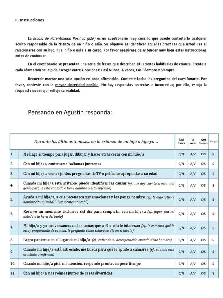 E2P Ficha Adaptada | PDF | Cuestionario