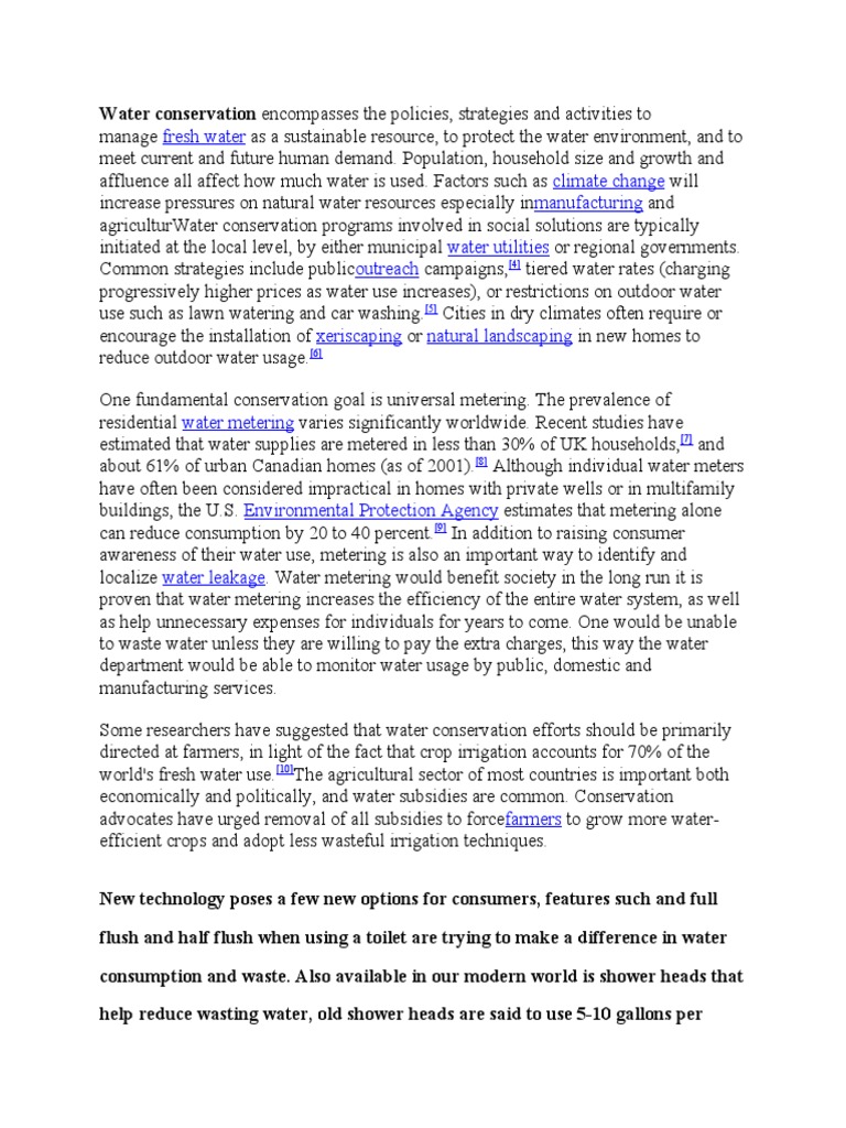 Water Conservation | PDF | Water Conservation | Water And The Environment