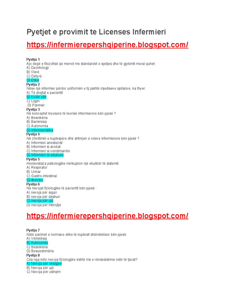 Pyetjet e Zgjidhura Te Provimit Te Licen | PDF