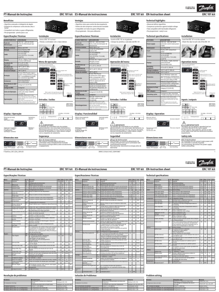 DANFOSS - Controlador ERC 101 Kit ES - Manual de Instrucciones | PDF ...