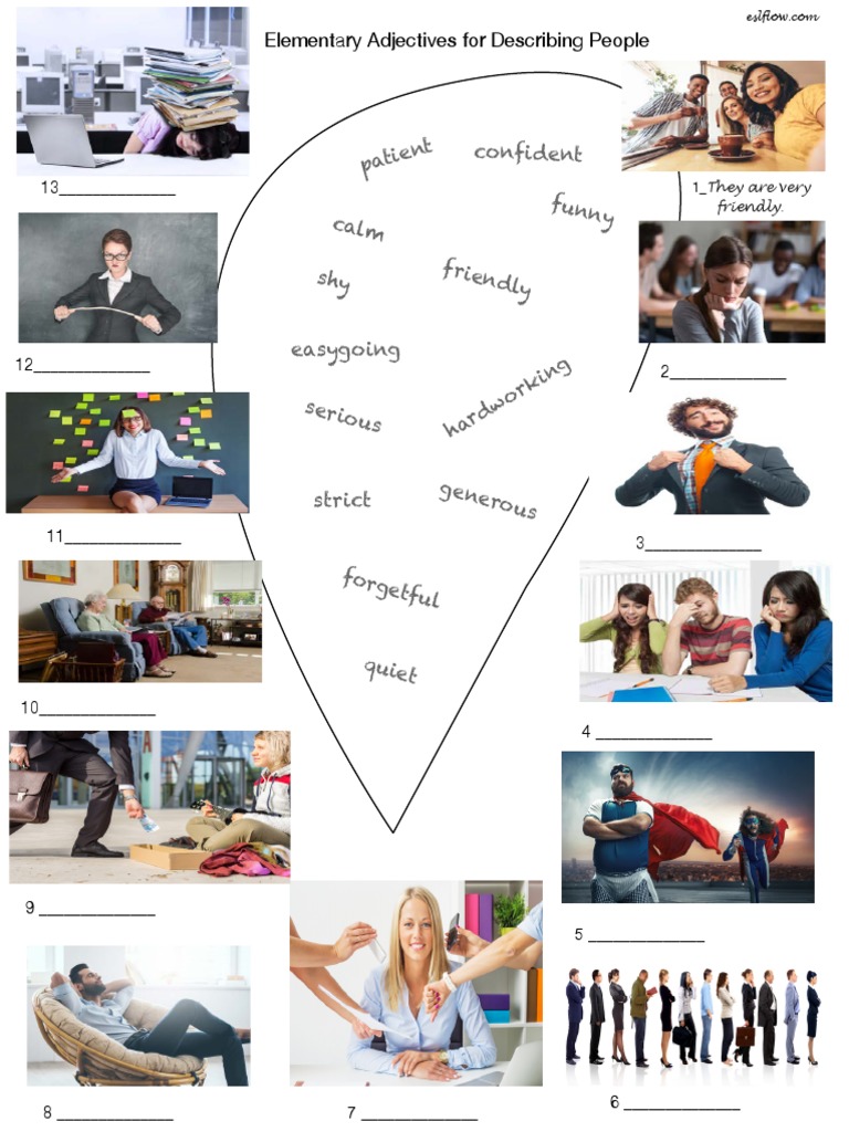Funny Shy Calm Friendly: Elementary Adjectives For Describing People | PDF