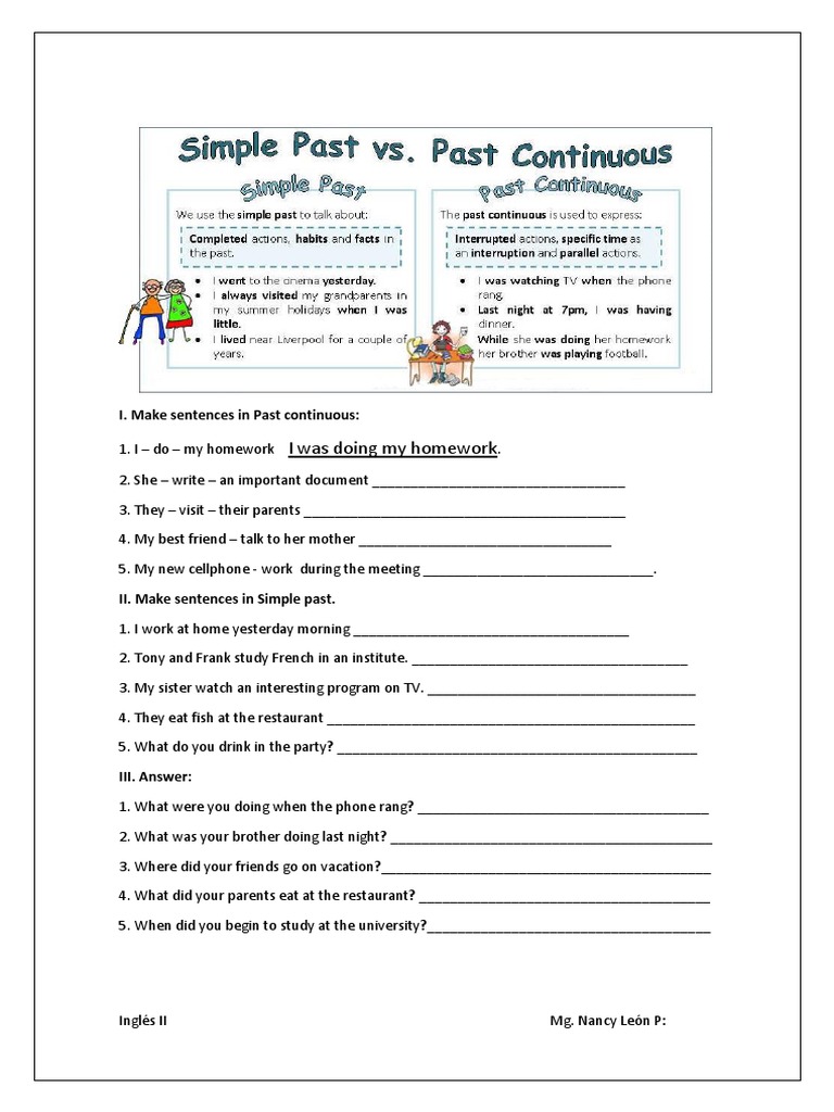 Past Simple vs. Past Continuous Exercises | PDF | Foreign Language Studies