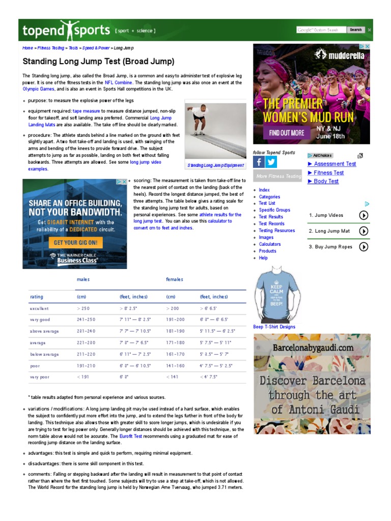 Standing Long Jump Test PDF | PDF