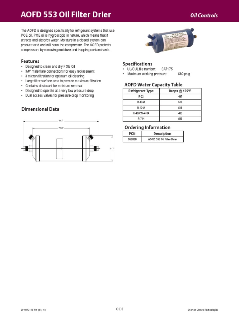 AOFD 553 Oil Filter Drier | PDF | Filtration | Chemical Process Engineering