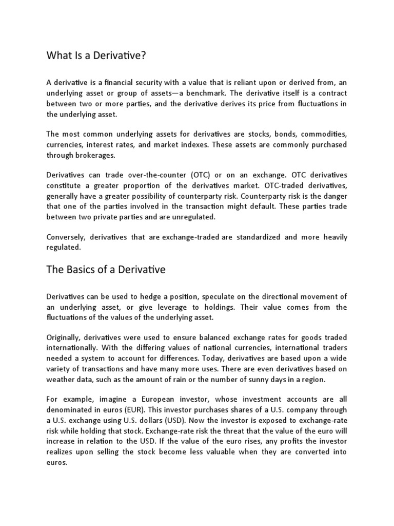 Understanding Financial Derivatives | PDF | Derivative (Finance) | Swap ...