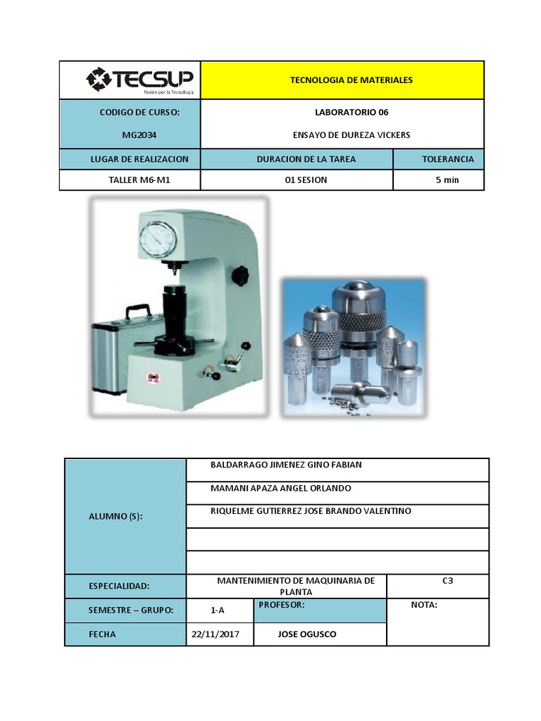 Ensayo de Dureza Vickers en Materiales | PDF | Dureza | Materiales