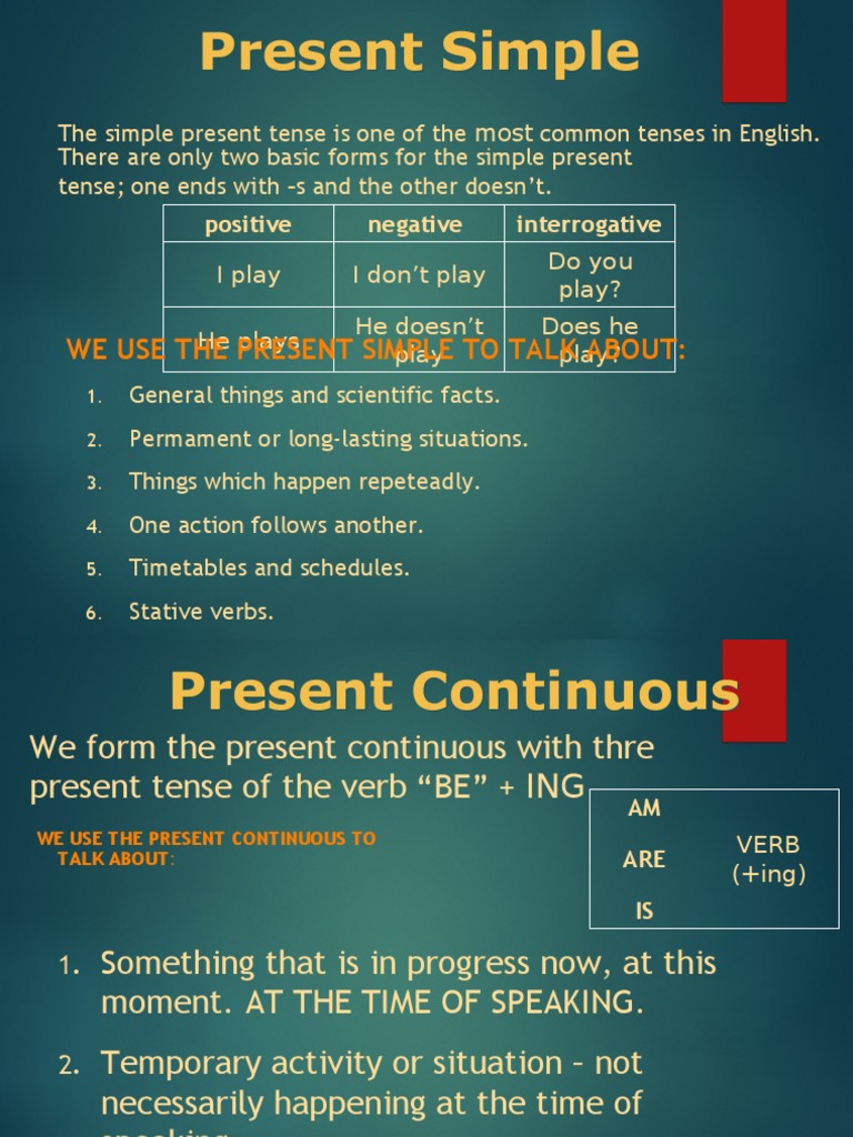 Present Simple vs. Present Continuous | PDF