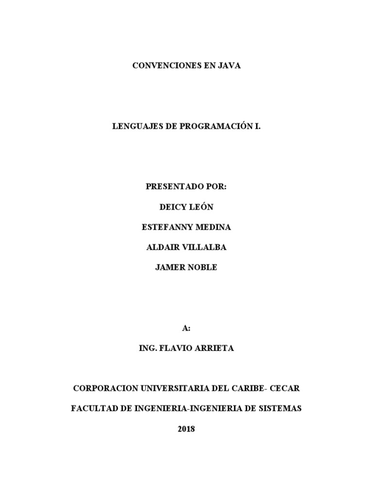 Convenciones en Java | PDF | Java (lenguaje de programación) | Palabra