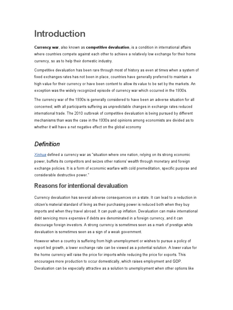 Currency War | PDF | Devaluation | Deficit Spending