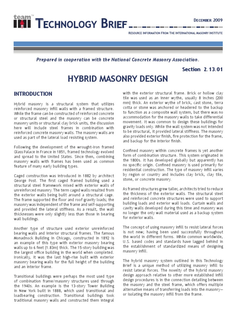 Hybrid Masonry Design Overview | PDF | Masonry | Beam (Structure)