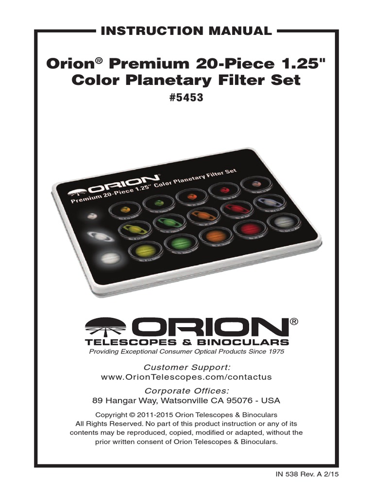 Orion Premium 20-Piece 1.25 Orion Premium 20-Piece 1.25