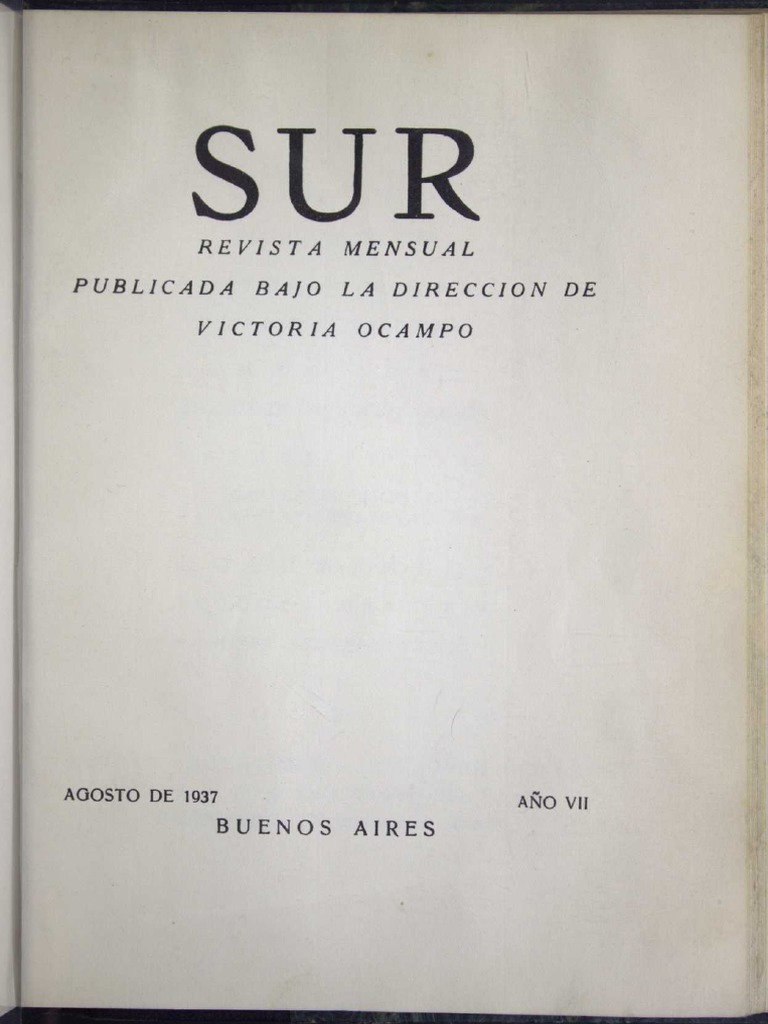 Revista Sur 1937 n35 Crítica de Victória Ocampo Sobre Viaje Olvidado ...