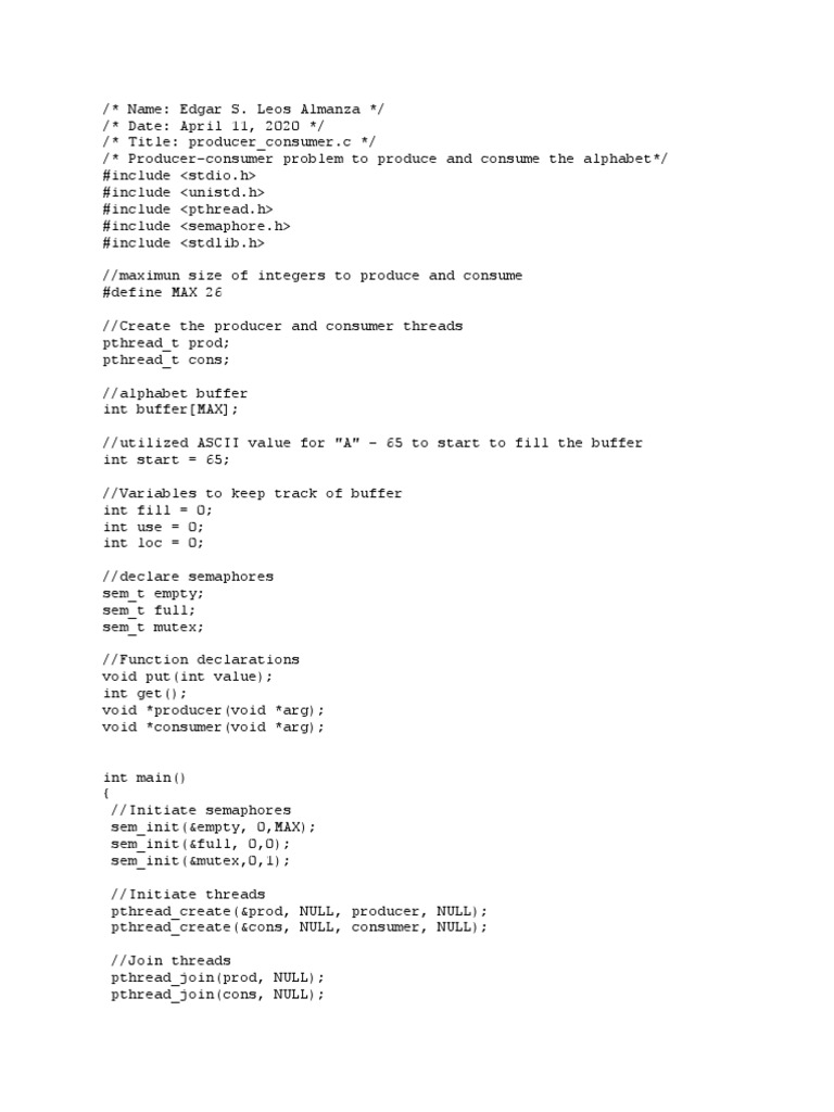 Producer-Consumer Alphabet Example | PDF | Business | Technology ...