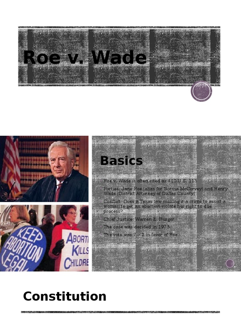 Overview of Roe v. Wade Case | PDF | Roe V. Wade | United States ...