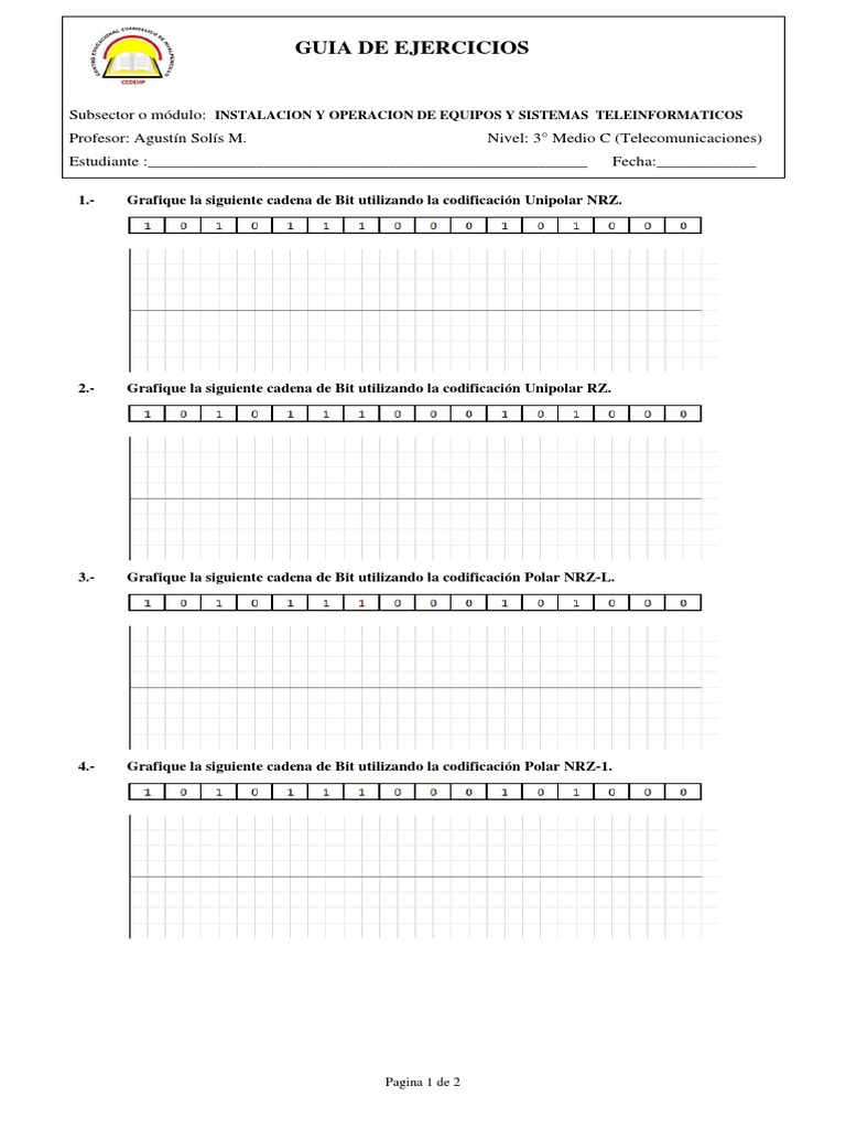 Guia de Ejercicios Codificacion PDF | PDF