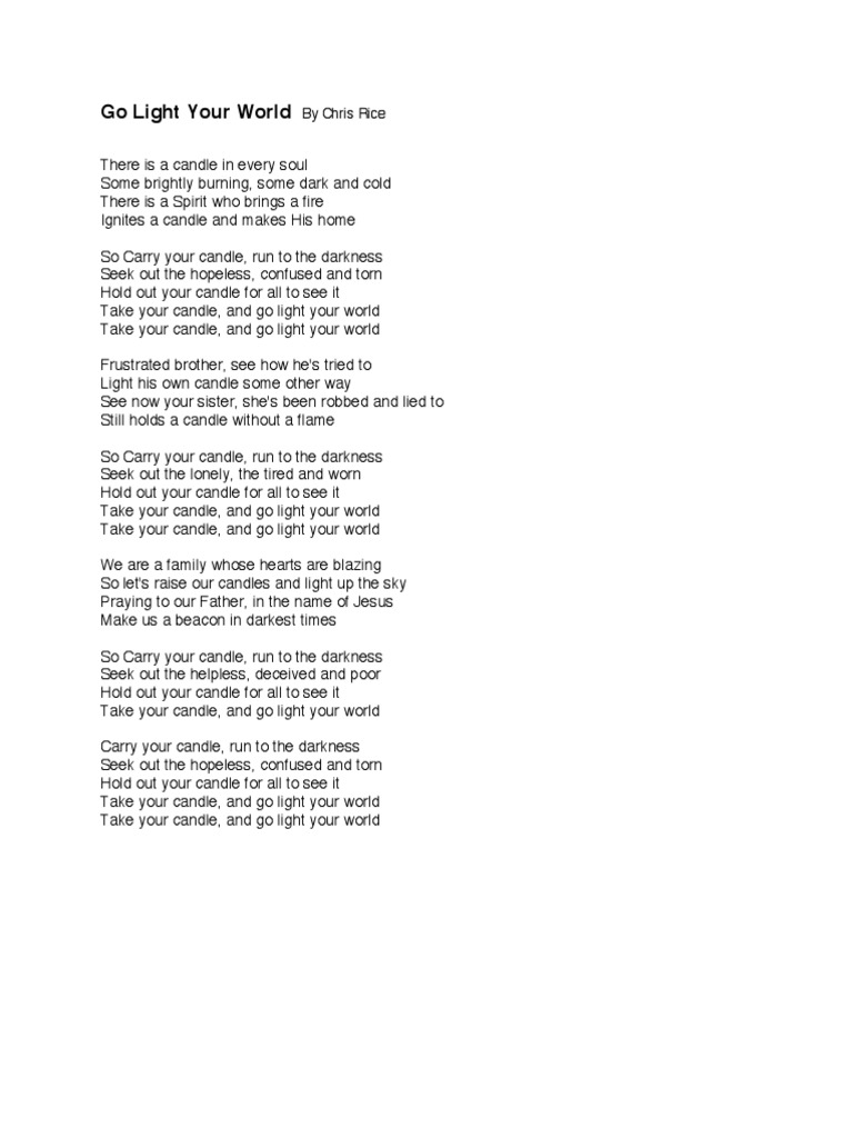Go Light Your World Lyrics | PDF