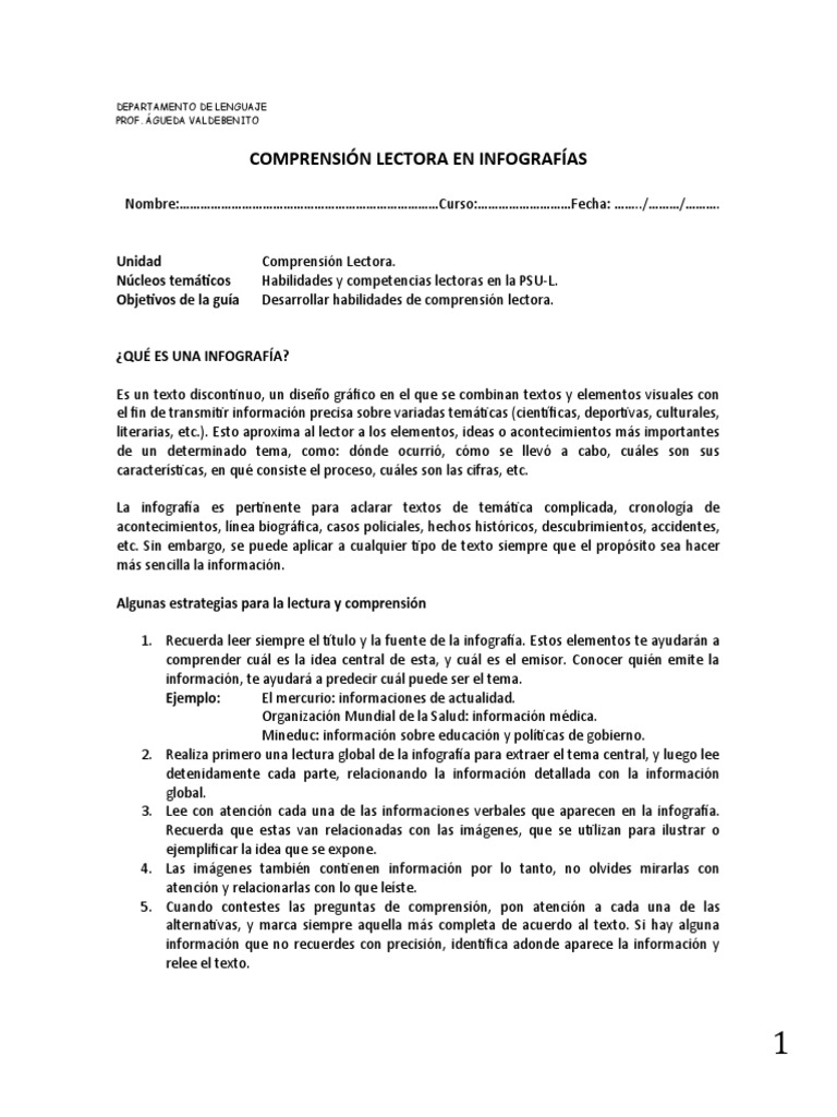 Comprensión Lectura Infografías | PDF | Comprensión lectora | Ojo humano