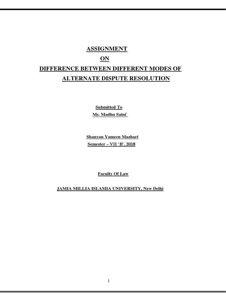 ADR Assignment | Download Free PDF | Alternative Dispute Resolution | Mediation