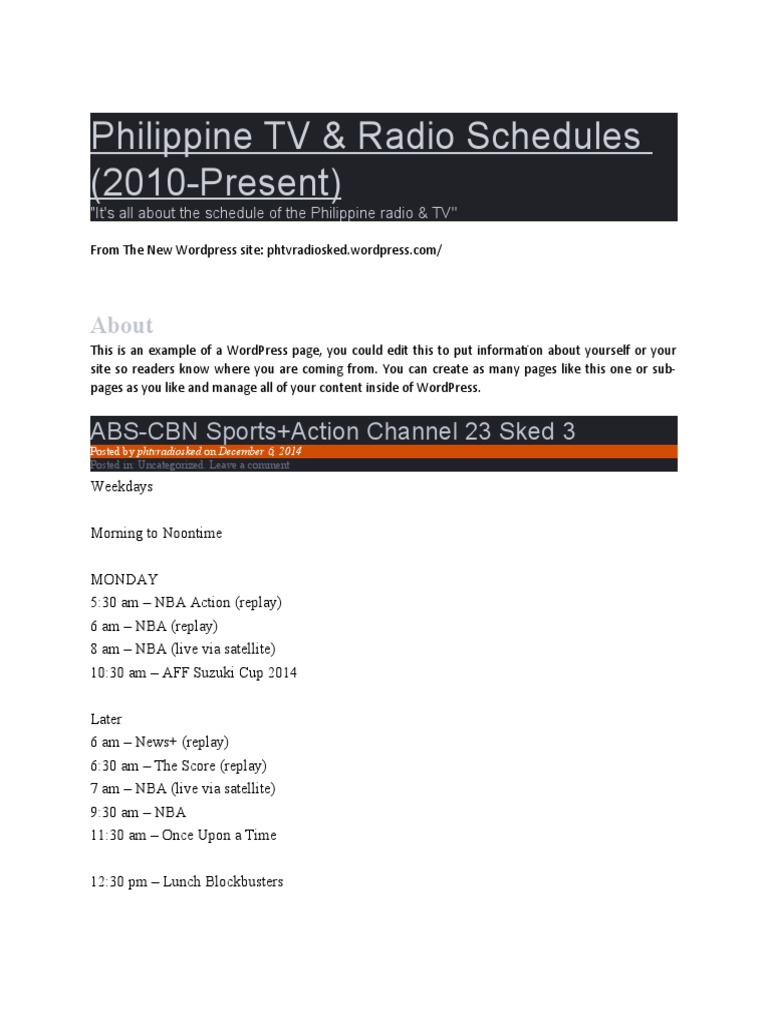 ABS-CBN TV Schedule 2010-2015 | PDF | Metro Manila | Companies Listed ...