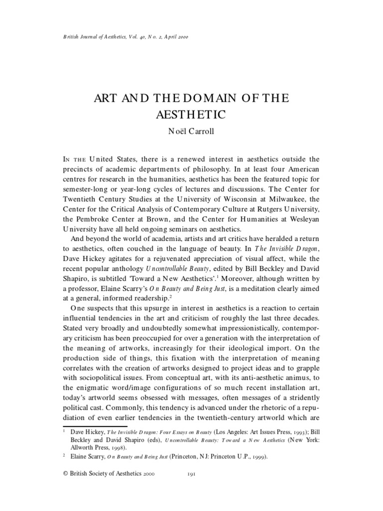 Art and The Domain of Aesthetics - Unlocked | PDF | Aesthetics ...