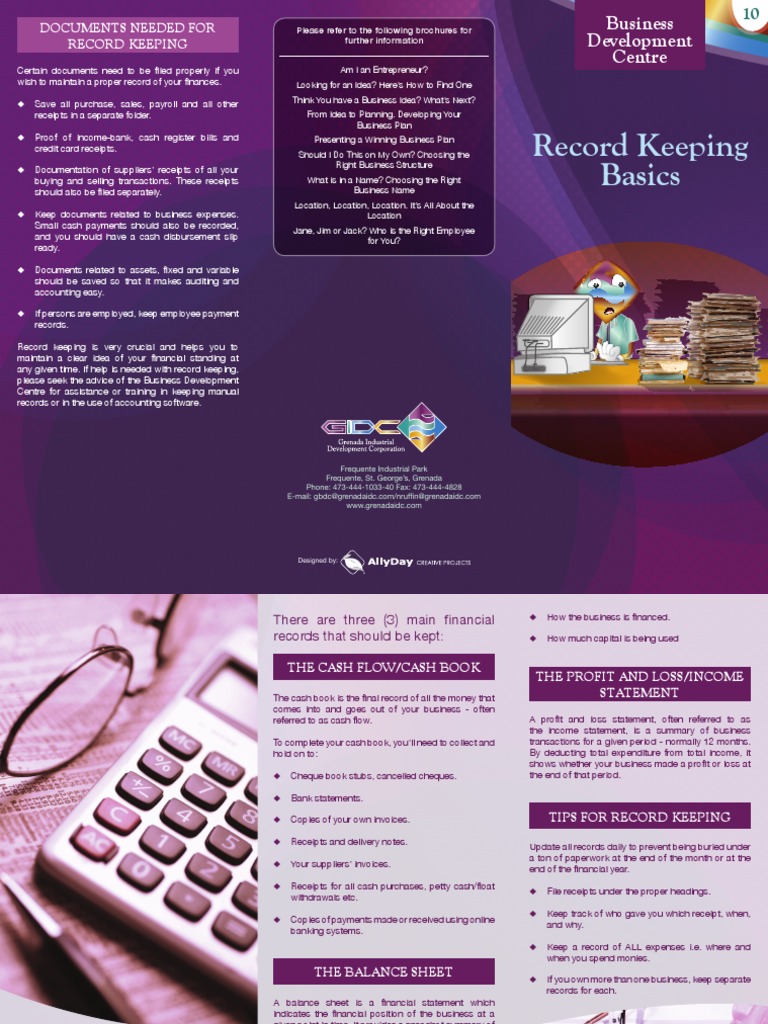 Record Keeping Basics: Business Development Centre | PDF | Receipt ...