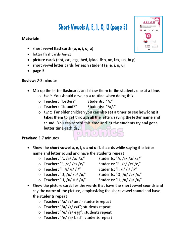 Short Vowel Activities and Flashcards | PDF | Education Theory | Teaching