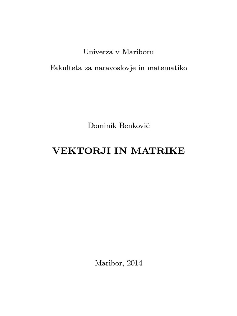 Vektorji in Matrike | PDF