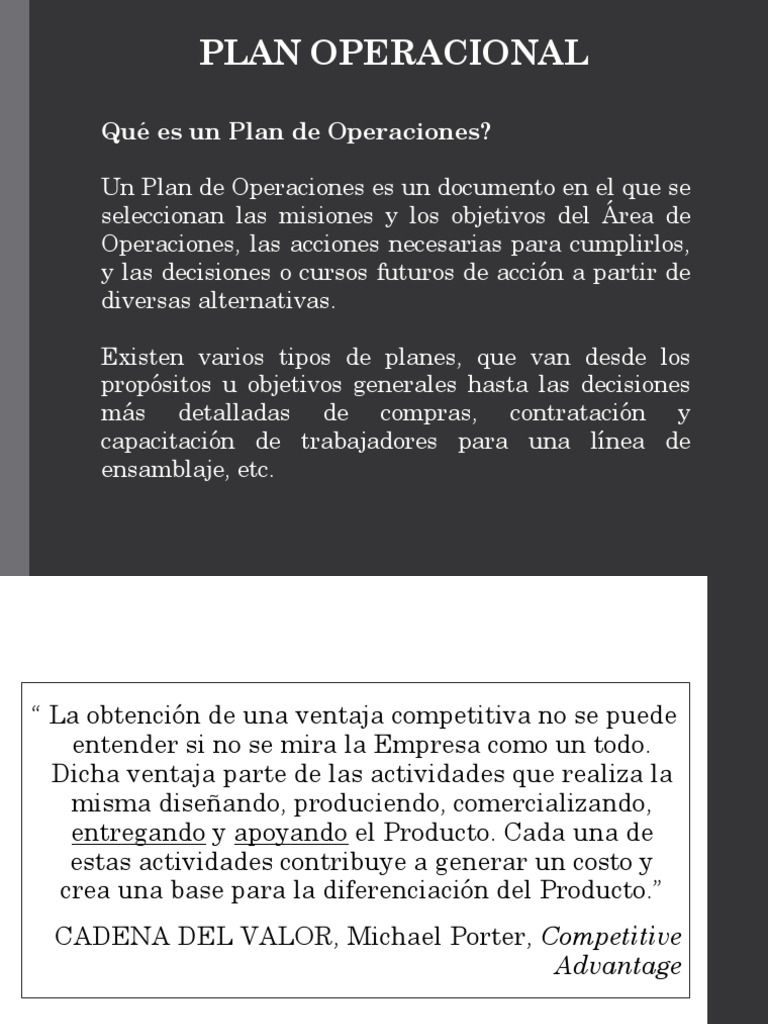 Plan Operacional | PDF | Calidad (comercial) | Transporte