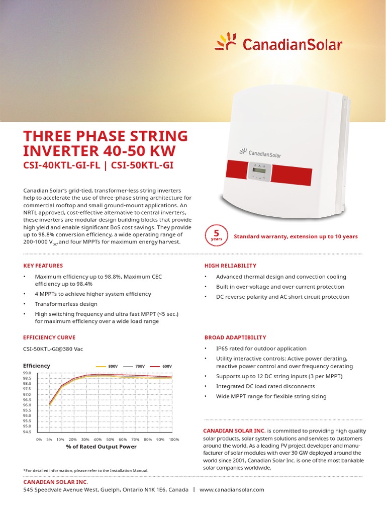 Canadian-Solar Datasheet Inverter 40-50KW SEA | PDF | Power Inverter ...