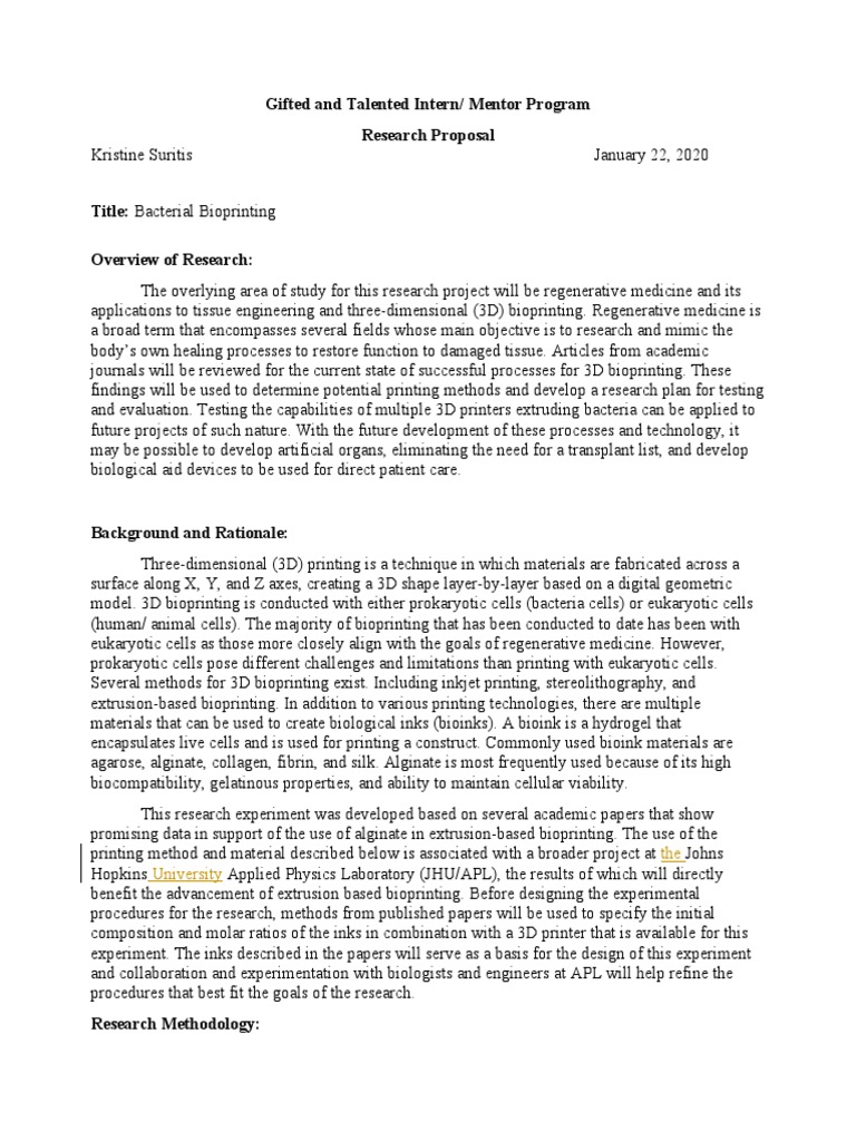 Research Proposal | PDF | Biology | Life Sciences