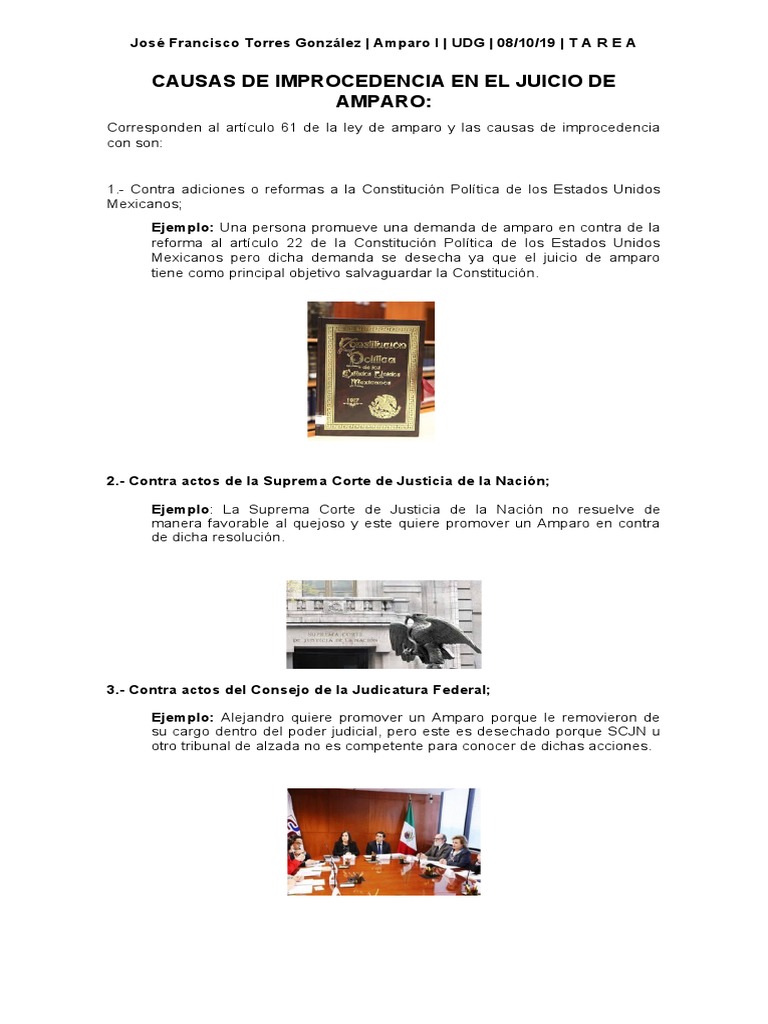 Causas de Improcedencia en El Juicio de Amparo | PDF | Sentencia (ley ...