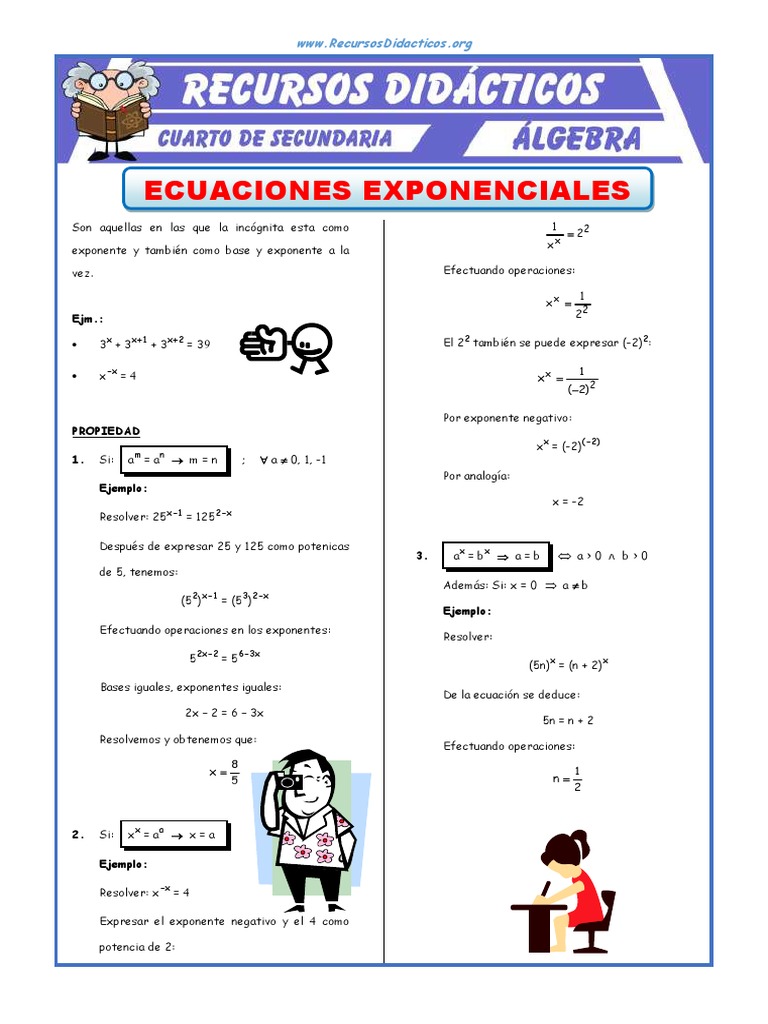 Ecuaciones Exponenciales para Cuarto de Secundaria | PDF | Exponenciación | Números