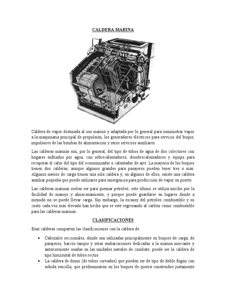 Calderas Marinas: Diseño y Funcionamiento | PDF | Vapor | Buque de vapor