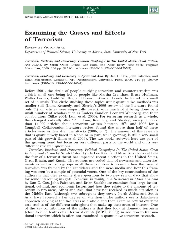 Causes and Effects of Terrorism | PDF | Democracy | Political Ideologies
