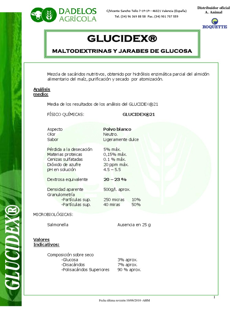 F T Glucidex | PDF | Glucosa | Carbohidratos
