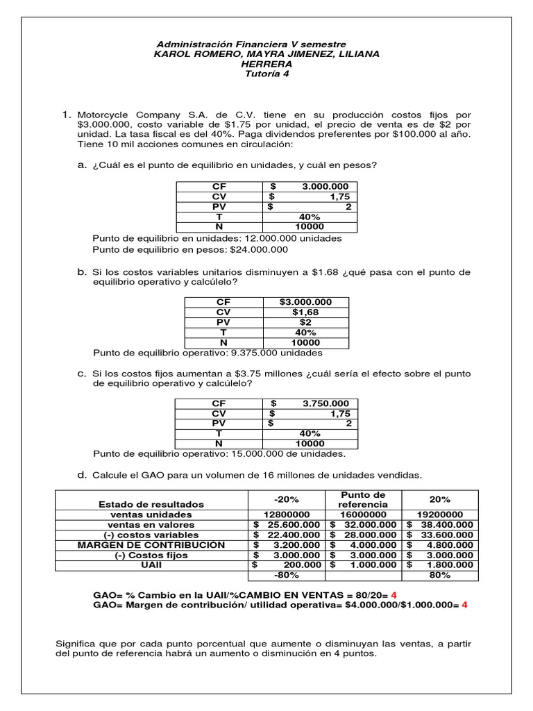 Ejercicio de Analisis | PDF | Compartir (Finanzas) | Apalancamiento (Finanzas)