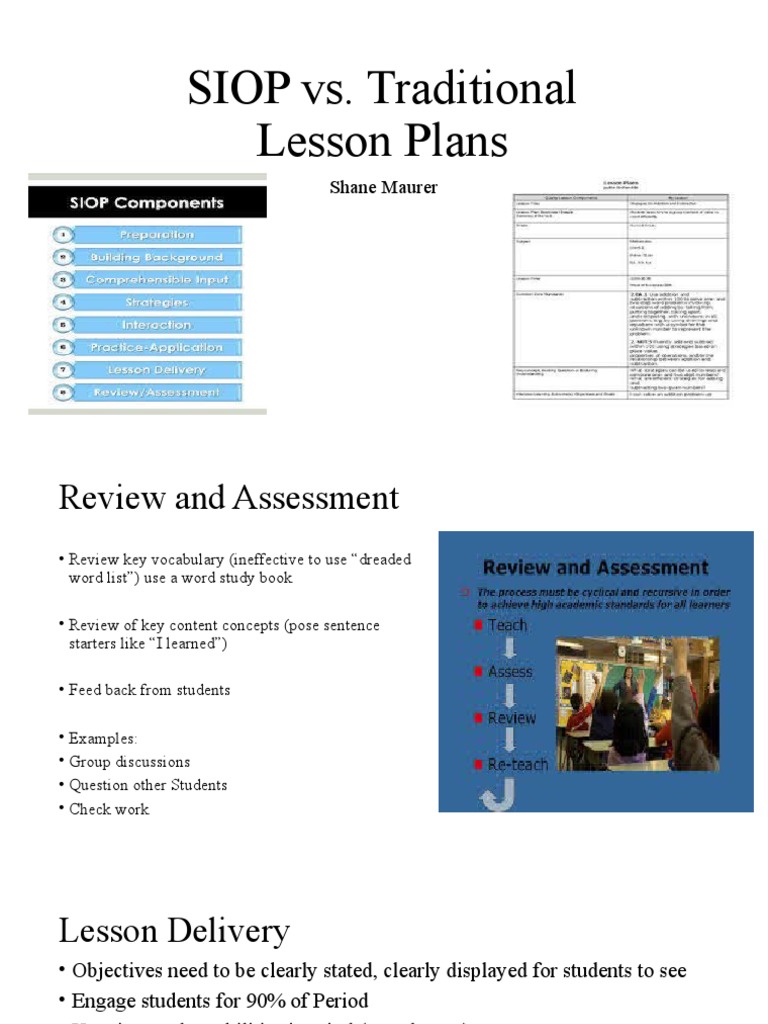 SIOP vs. Traditional Lesson Plans Explained | PDF