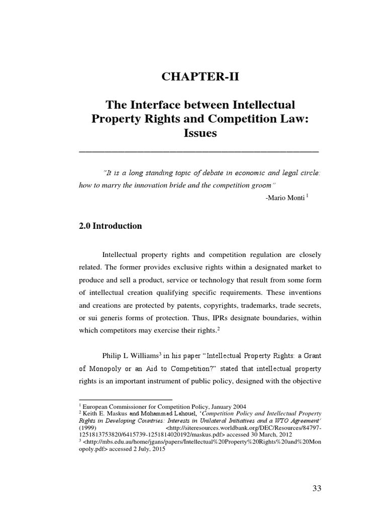 Chapter-Ii The Interface Between Intellectual Property Rights and ...