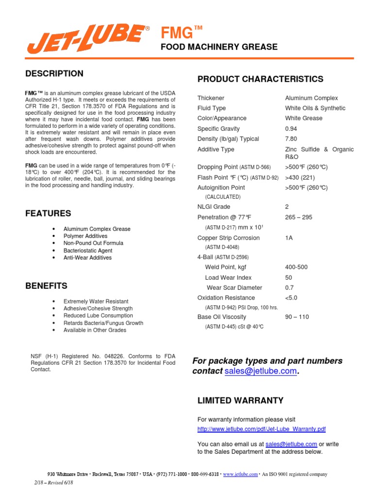 Jet-Lube FMG Grease 2 | PDF | Lubricant | Materials