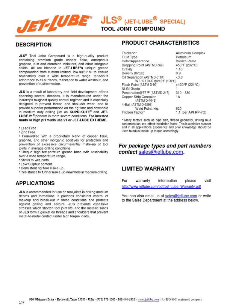 Jet-Lube JLS - Jet-Lube Special | PDF | Corrosion | Cosmetics