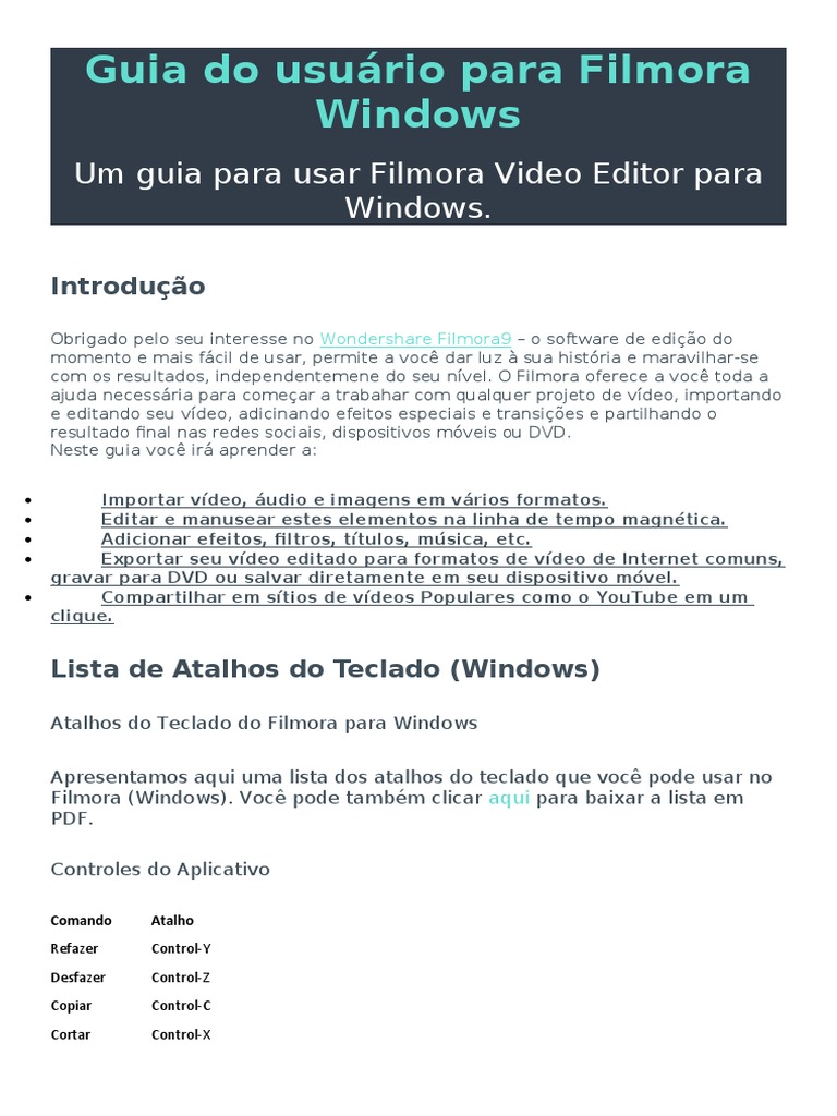 Guia Do Usuário para Filmora Windows | PDF | Cor | Janela (informática)