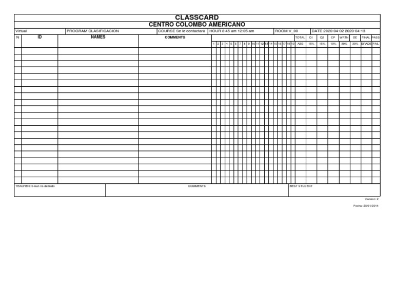 Classcard Adultos | PDF