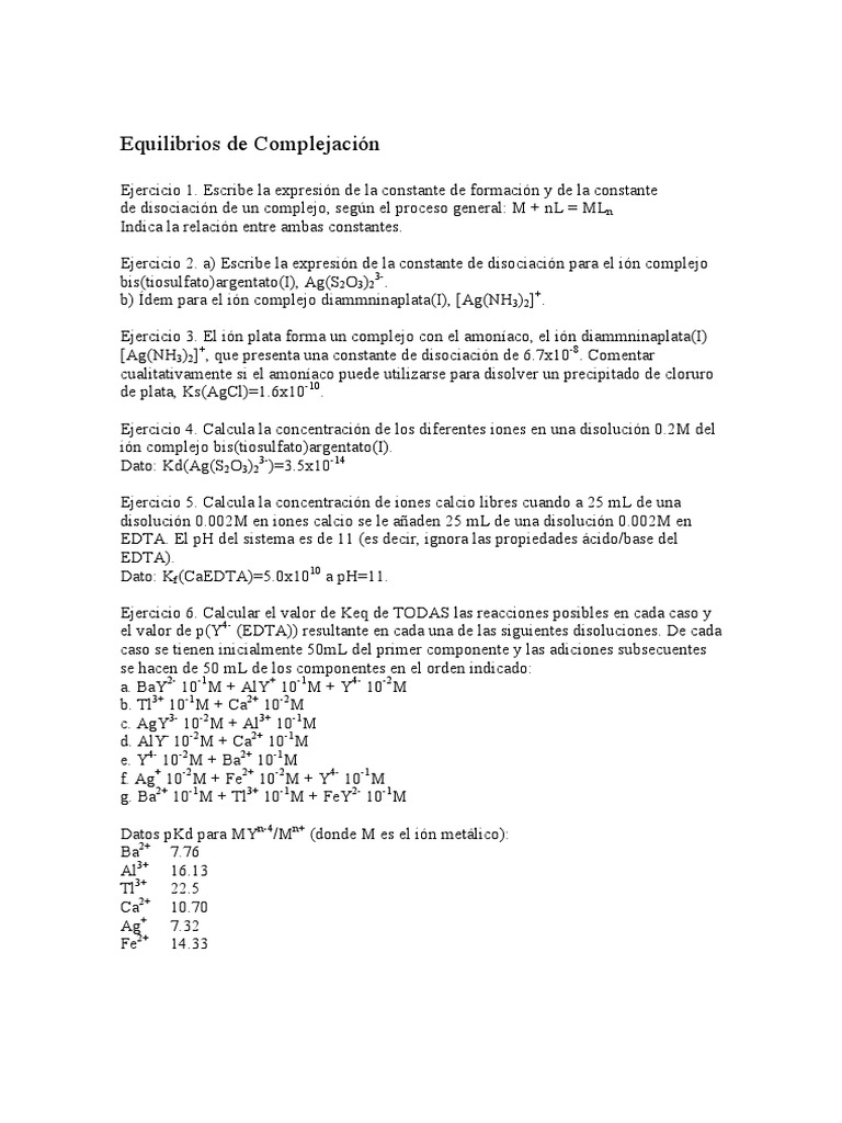 Serie Complejación Precipitación | PDF | Precipitación (Química ...