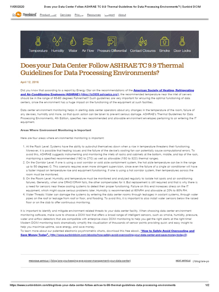 Does Your Data Center Follow ASHRAE TC 9.9 Thermal Guidelines For Data Processing Environments ...