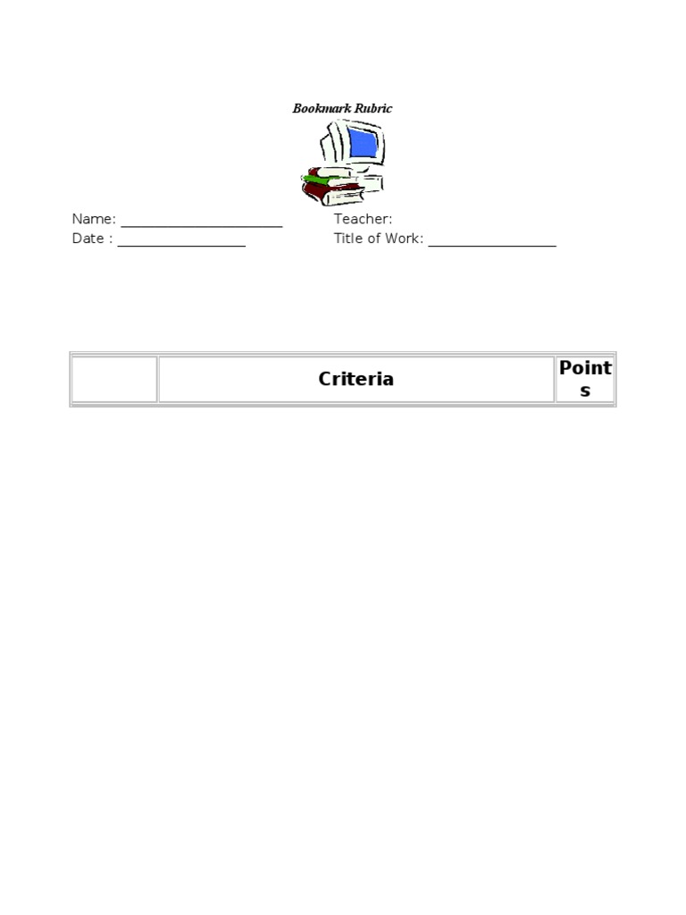 Bookmark Rubric | PDF | Evaluation | Learning