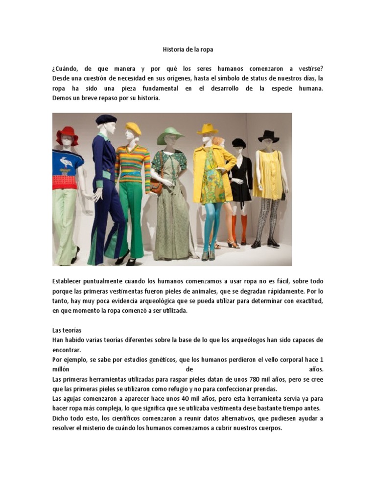 Historia de La Ropa | PDF | Ropa | Homo Sapiens