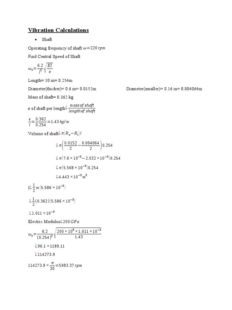 Vibration Calculations | PDF